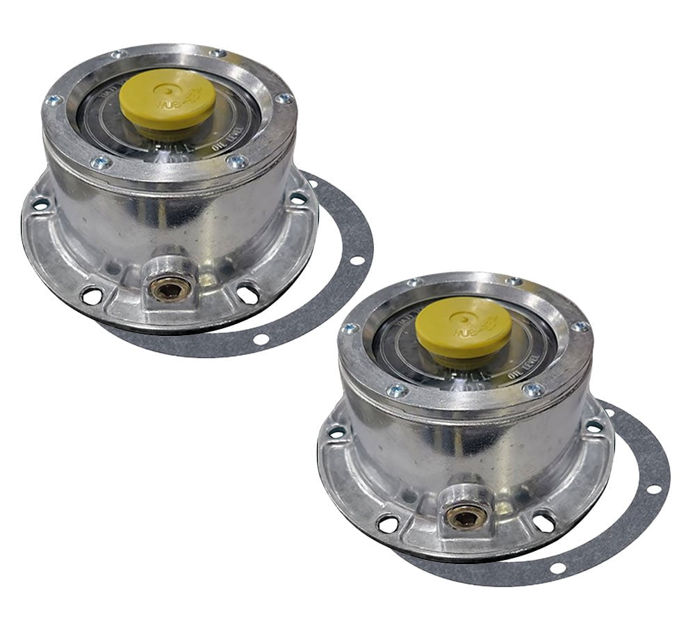 2 Pack 3434009 Aluminum Trailer Hub Cap with Yellow Rubber Plugs ...