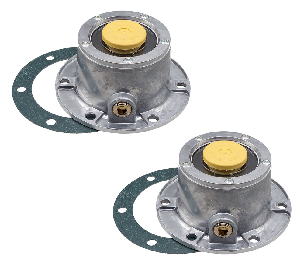 2 Pack 3434024 Aluminum Trailer Hub Cap w/ Rubber Plugs & Gasket - 6 ...
