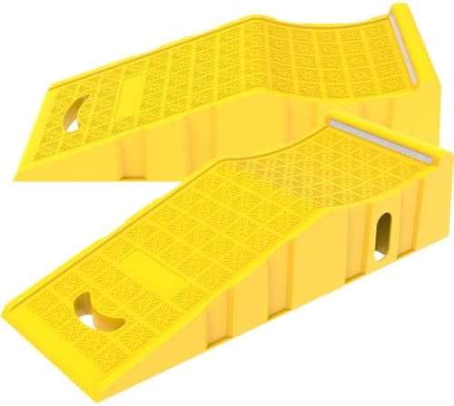 2 Pack - 35" L x 13" W x 8" H Inch Yellow Extra Heavy Lift Truck Ramps ...