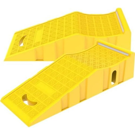 2 Pack - 35" L x 13" W x 8" H Inch Yellow Extra Heavy Lift Truck Ramps ...