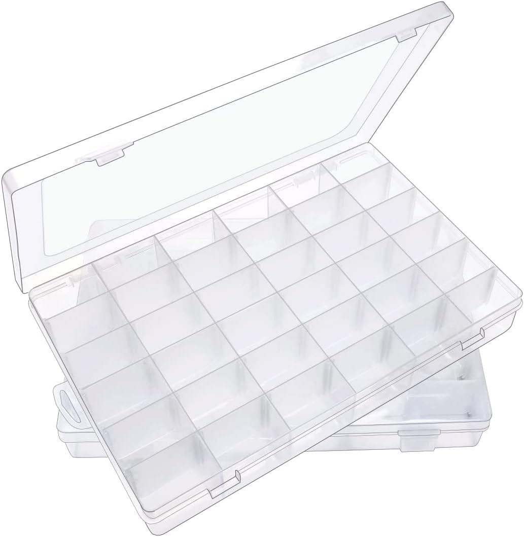 2 Pack 36 Grids Plastic Bead Organizer Box, Adjustable Dividers, Sewing ...
