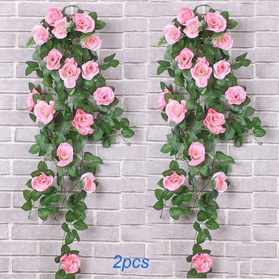 2 Pack 36-Inch Fake Rose Garland, Artificial Roses Hanging Floral Decor ...