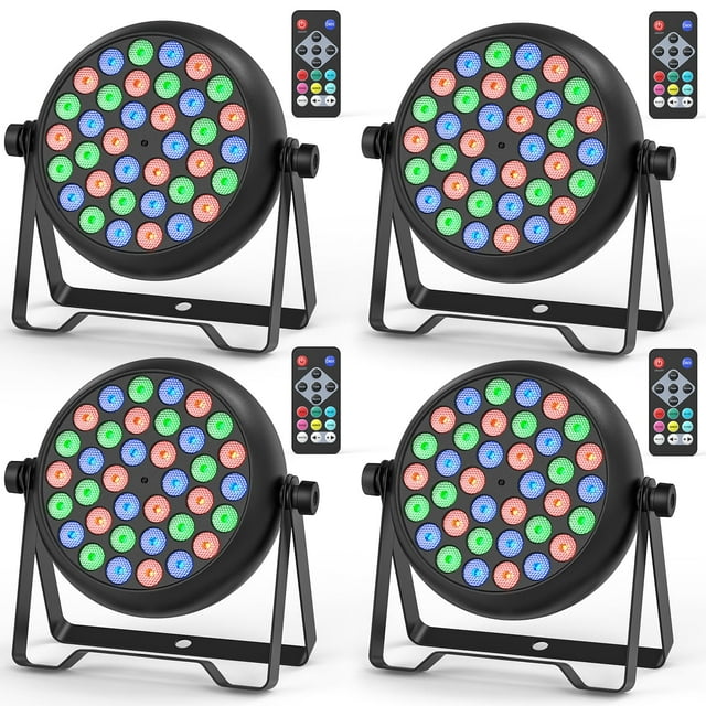 4 Pack 36-LED RGB Par Lights - Sound Active/DMX/Remote Control for DJ ...