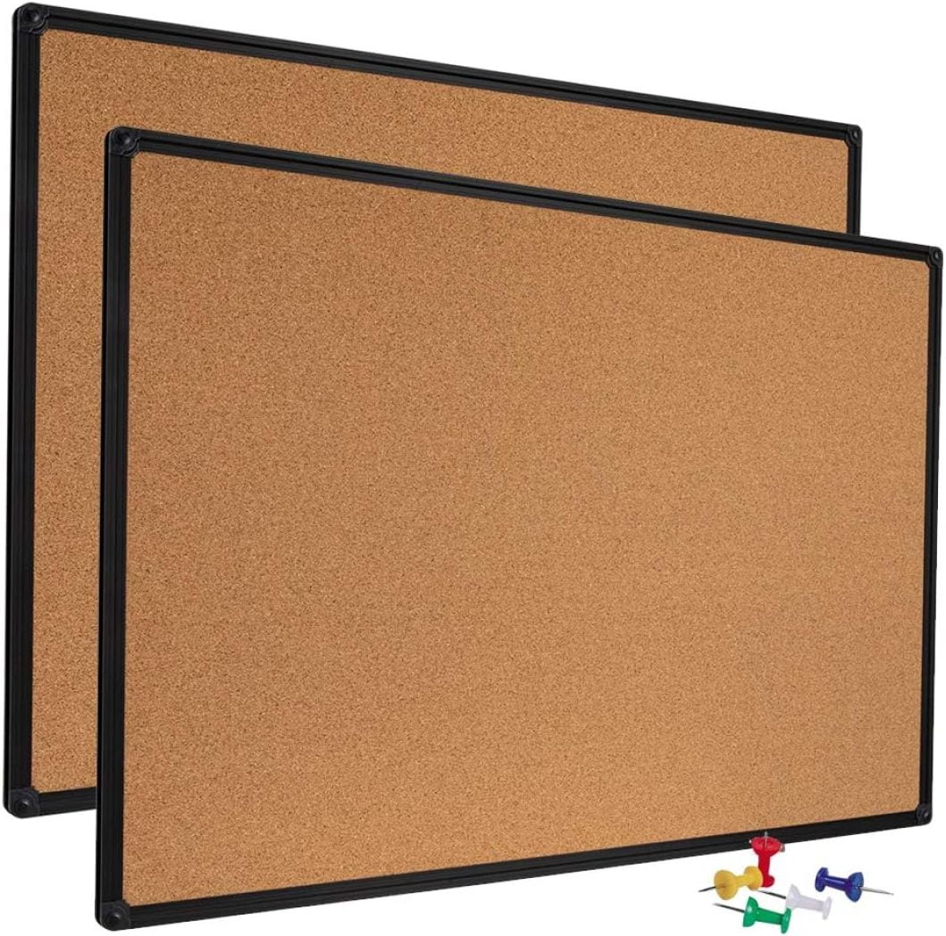 2 Pack 36 x 24 Inch Cork Notice Board Bulletin Message Memo Pin Board ...
