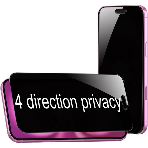 2 Pack 360 Degree Privacy Tempered Glass for iPhone 15 / iPhone 16 Anti ...