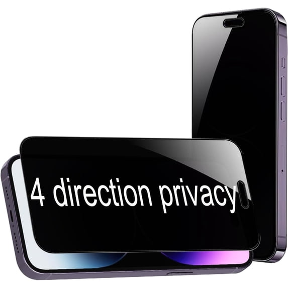 2 Pack 360 Degree Privacy Tempered Glass for iPhone 16 Pro / iPhone 17 ...