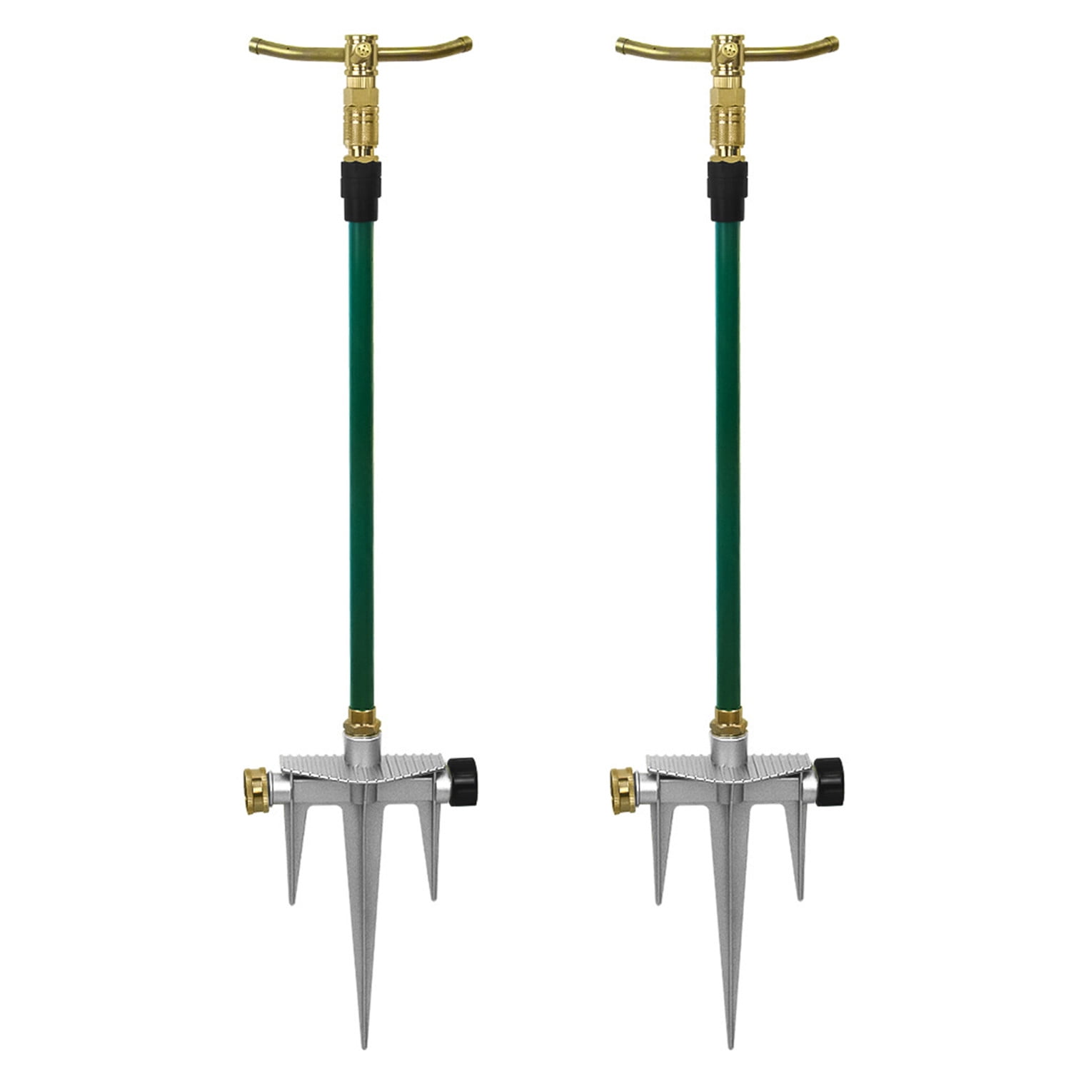 2 Pack 360° Rotatable Above Ground Sprinkler System Retractable Spike ...