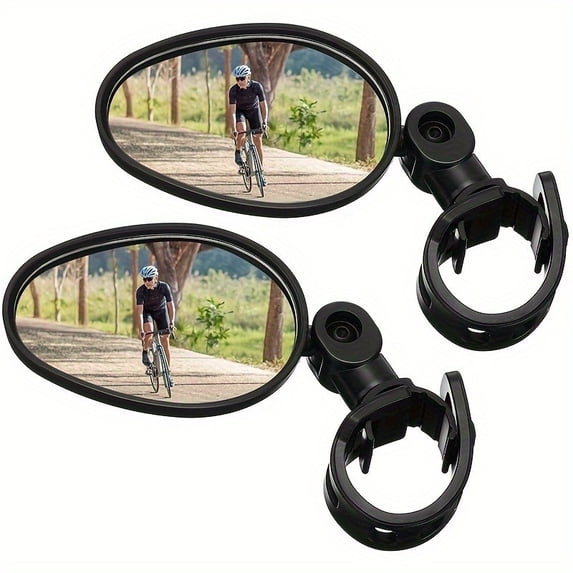 2-Pack 360° Rotatable Acrylic Convex Oval Bike Mirrors with Shockproof ...