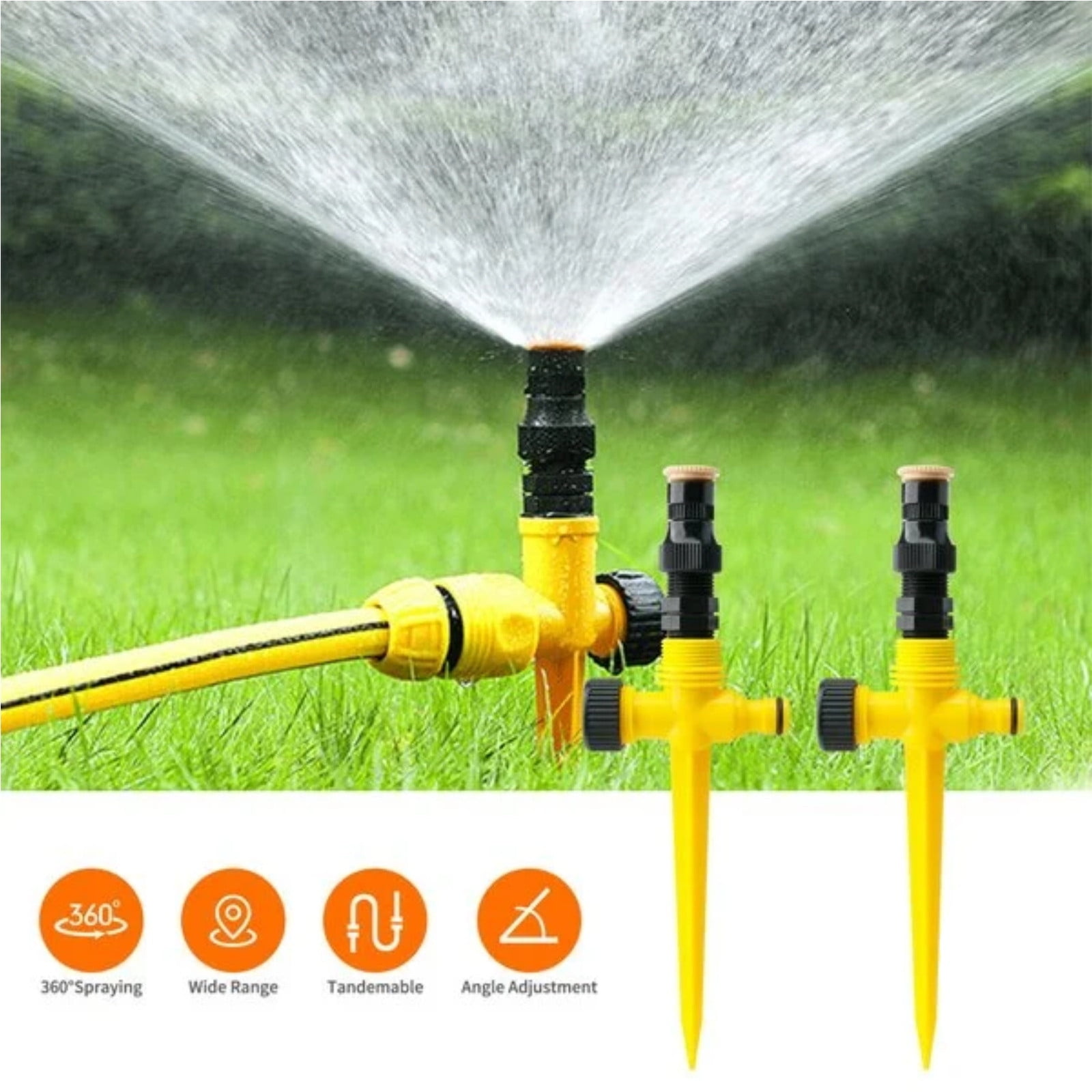 2 Pack 360° Rotation Auto Irrigation System Garden Sprinkler Patio ...