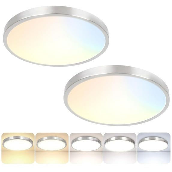 2-Pack 36W Dimmable LED Ceiling Light Fixture, 13 inch 3600lm Super ...