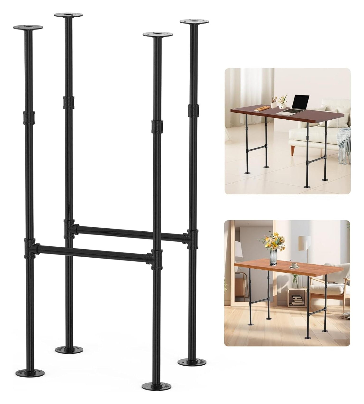 2 Pack 38 Inch Industrial Pipe Table Leg, Metal Counter Bar Height ...