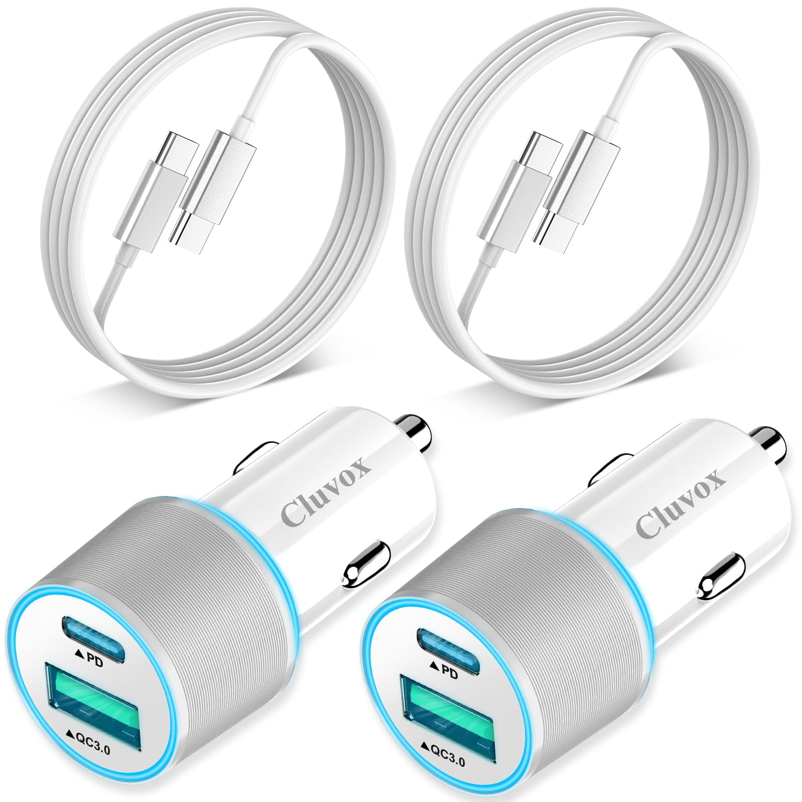 2 Pack 38W USB C Car Charger Fast for iPhone 16 Pro/Max/Plus/15/Samsung ...