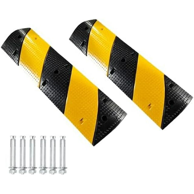 2 Pack 39.3" Rubber Speed Bumps, 2 Channel Modular Speed Bumps with 6 ...