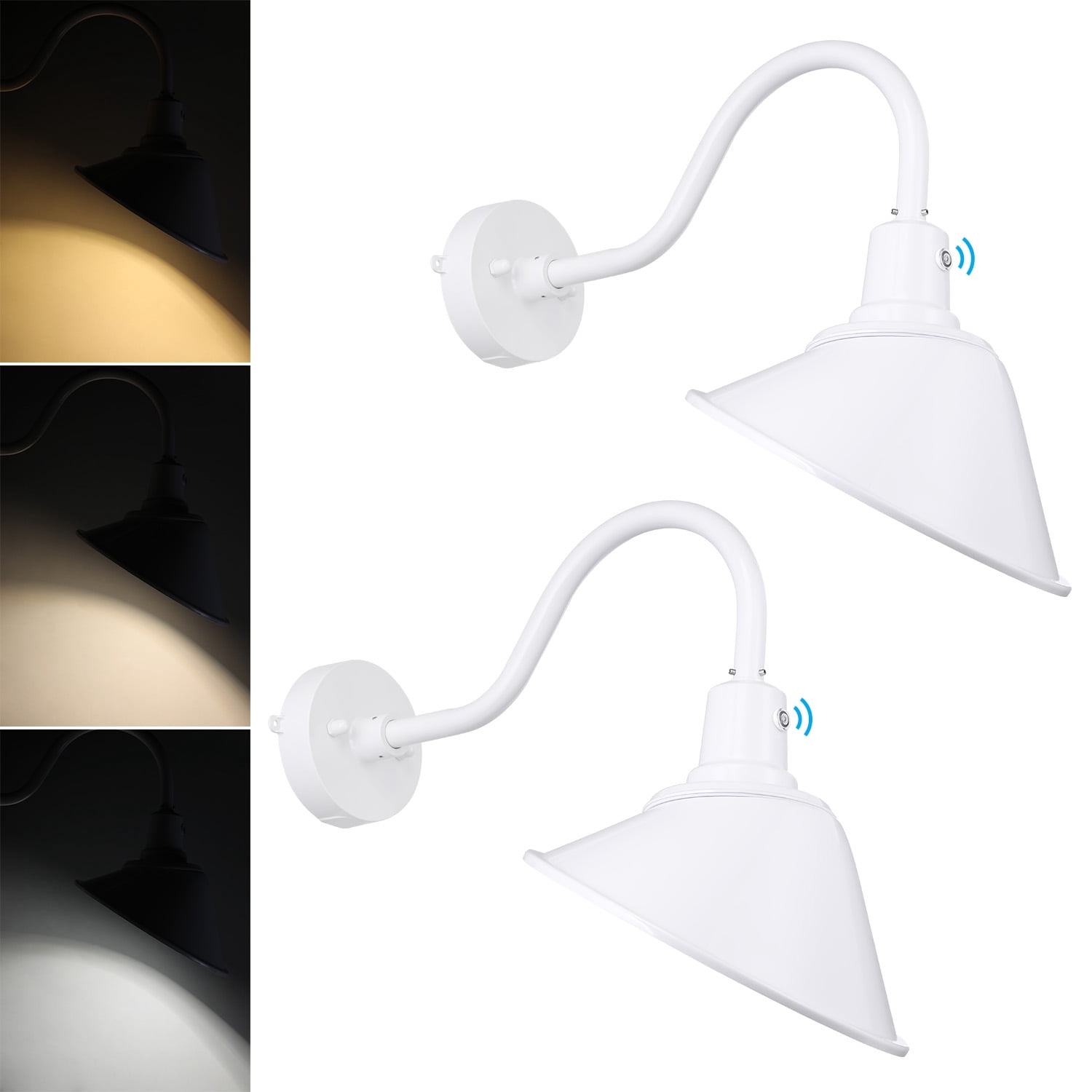 2 Pack 3CCT Dusk-to-Dawn Gooseneck Barn Light, 21W 3300lm, 120-277V ...