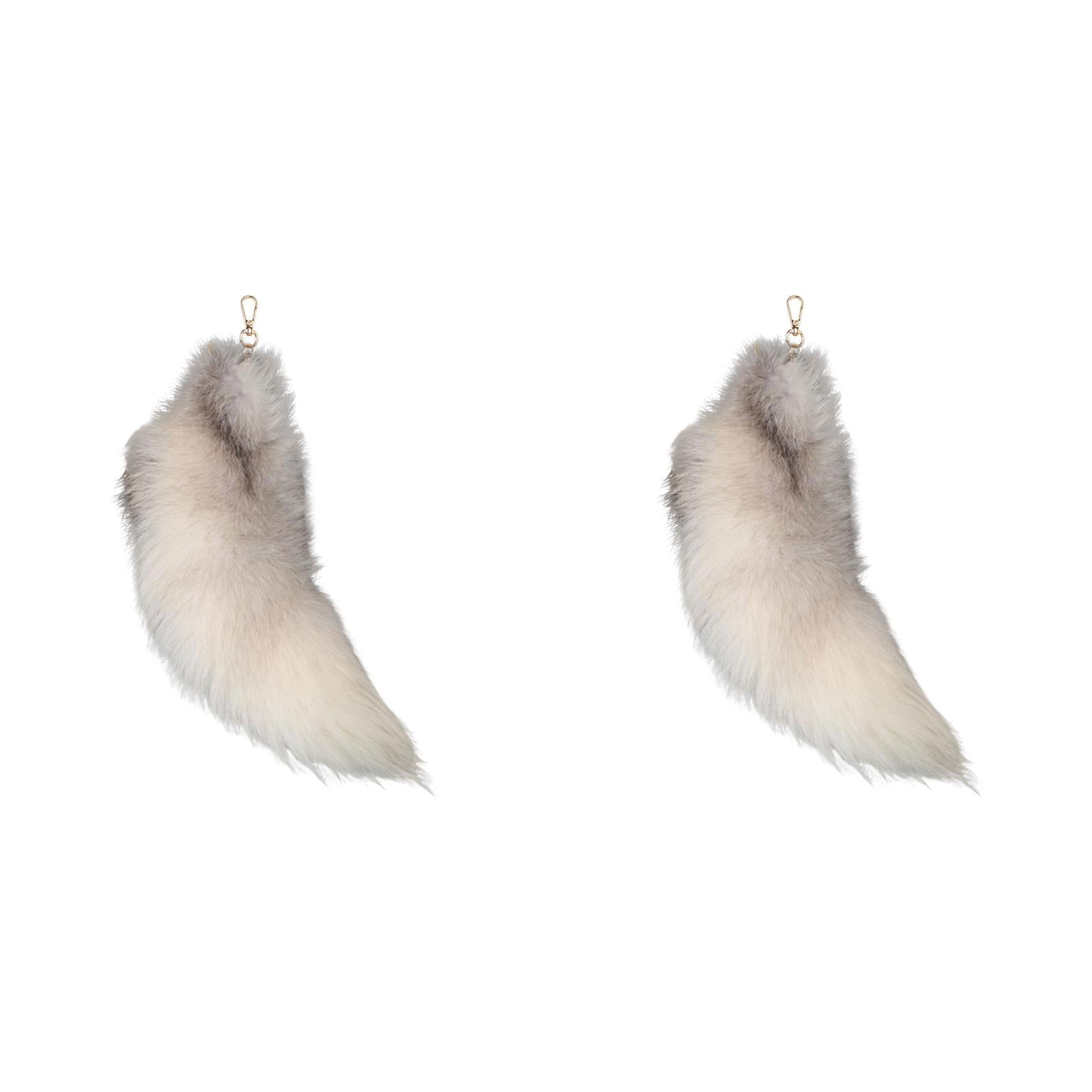 2 Pack,3D Cute Tail Keychain Pendant Women Key Ring Holder Pompoms Key ...