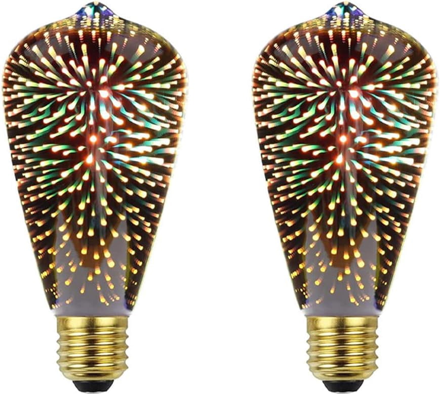 2 Pack 3D Firework Bulb Firework Light Bulb E27 AC 85-220V 4W Retro ...