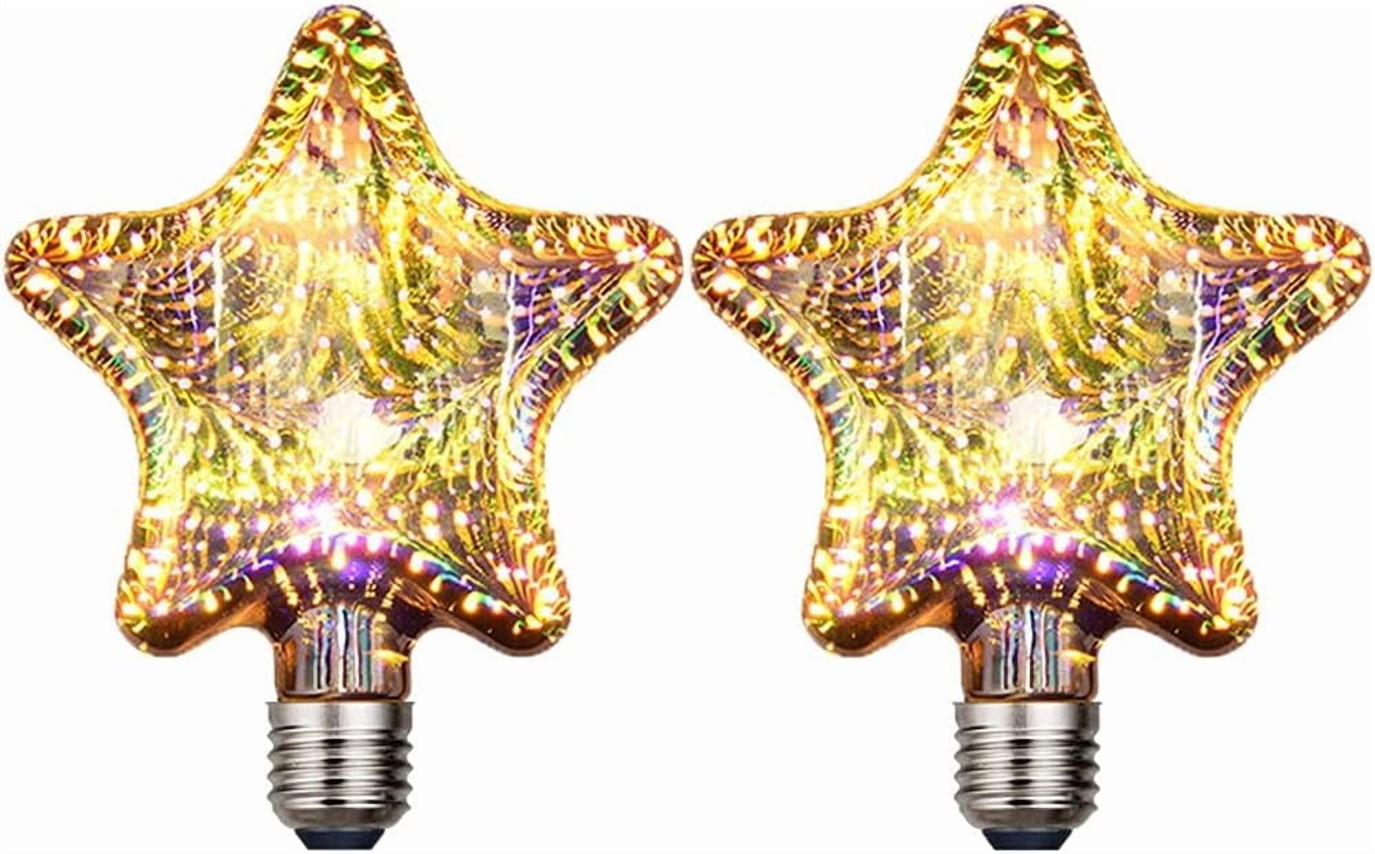 2 Pack 3D Firework Bulb Firework Light Bulb E27 AC 85-220V 4W Retro ...