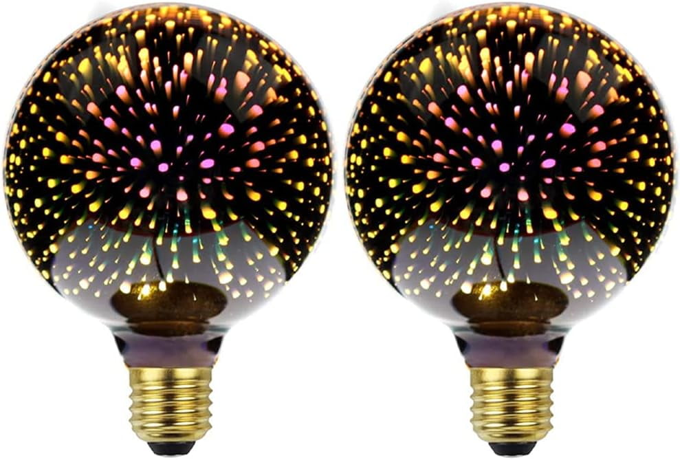 2 Pack 3D Firework Bulb Firework Light Bulb E27 AC 85-220V 4W Retro ...
