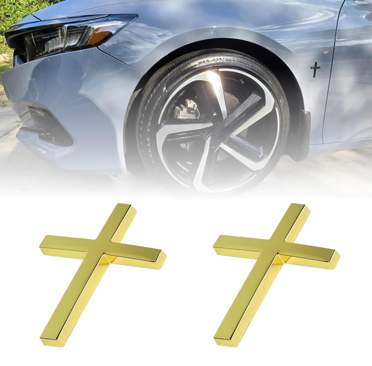 2-Pack 3D Metal Cross Car Emblem Decals, 2.5×1.8 Inch Self-Adhesive ...