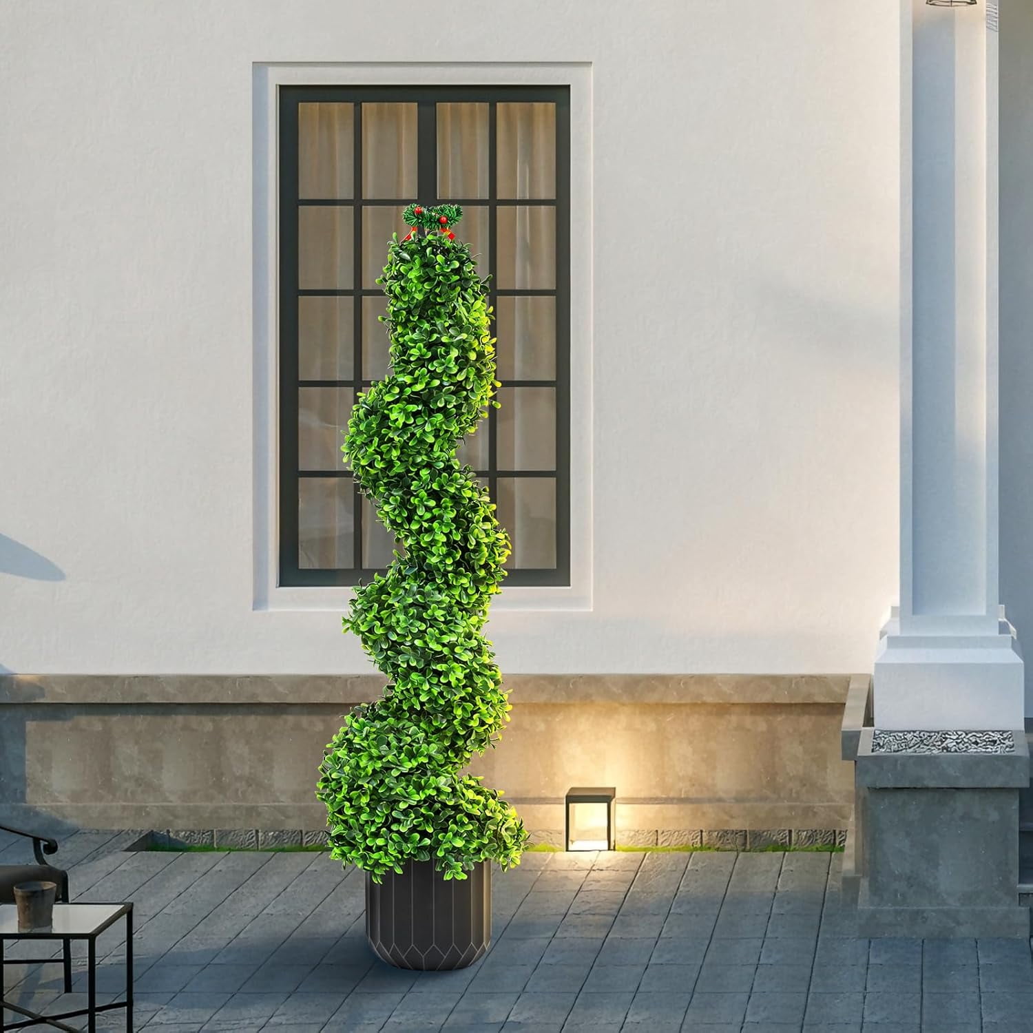 2 Pack 3FT Artificial Spiral Topiary Trees, Realistic Boxwood Trees ...