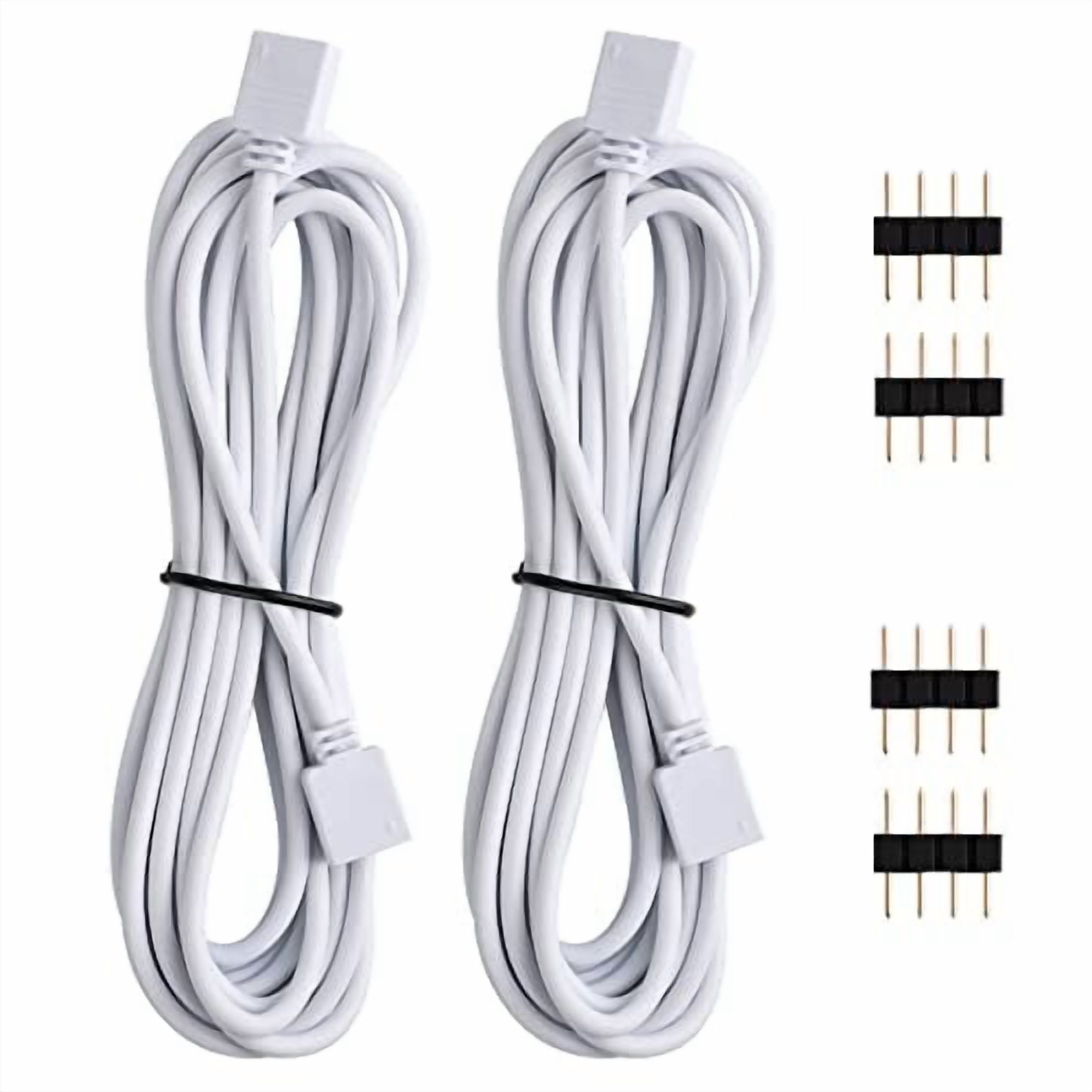 2 Pack 3M 9.9ft RGB LED Extension Cables 4 Pin Strip Jumper Cables Wire ...