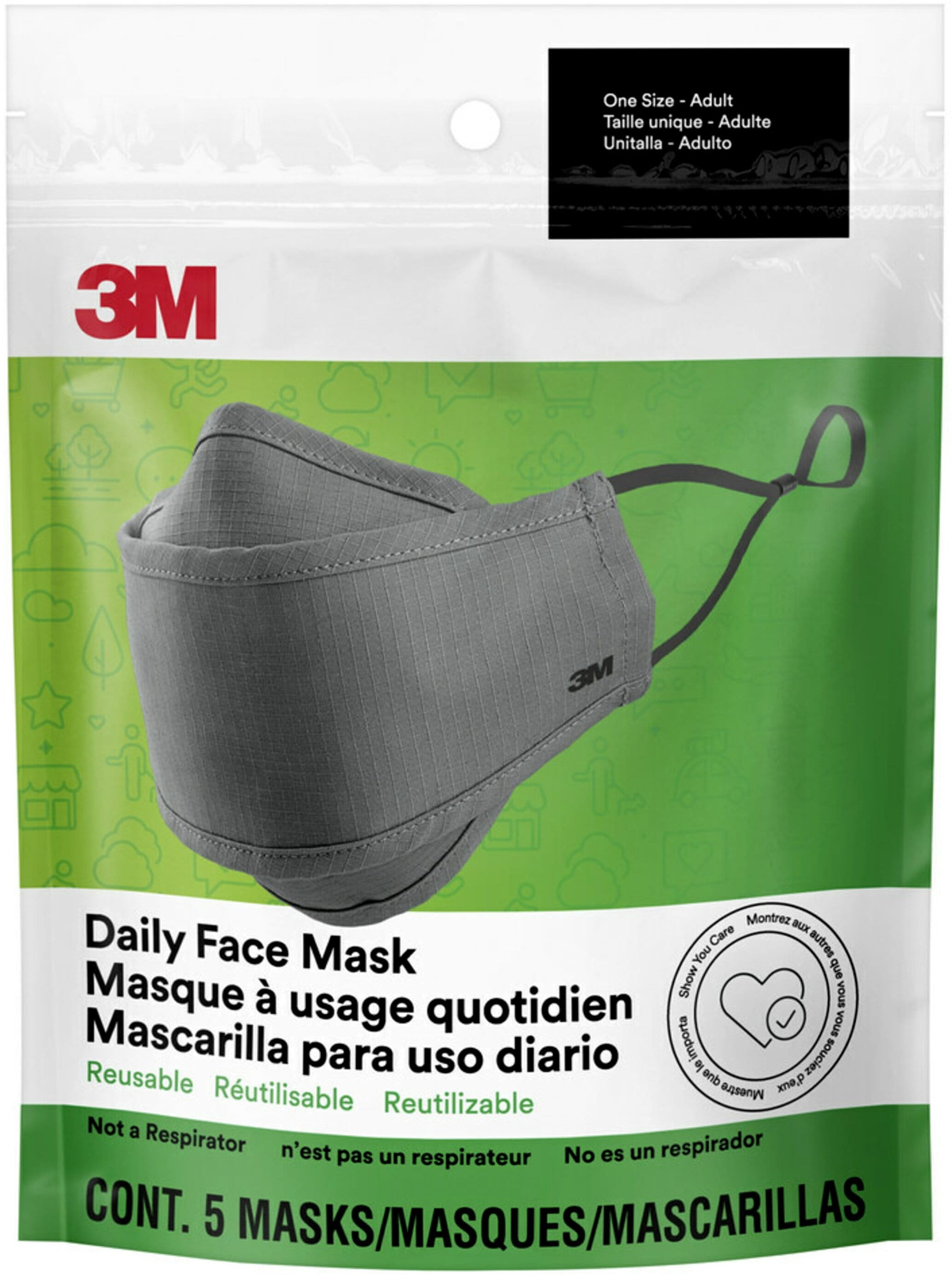 2 Pack - 3M Daily Face Mask Reusable, 5 Pack, Total Count: 10 - Walmart.com