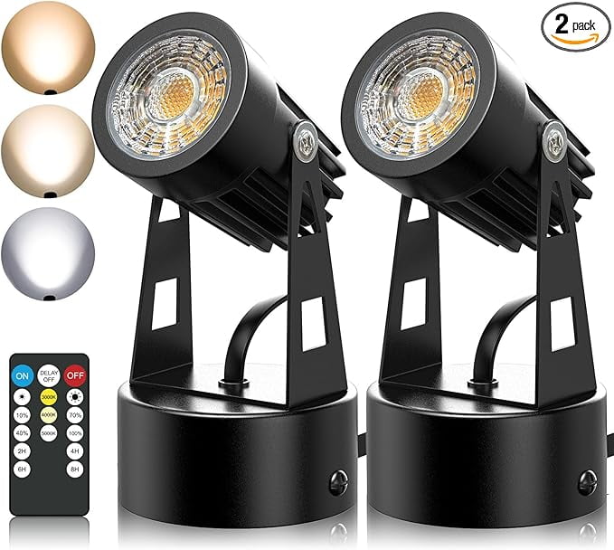 2 Pack 3W LED Indoor Spotlights, Adjustable Dimmable Uplights with ...