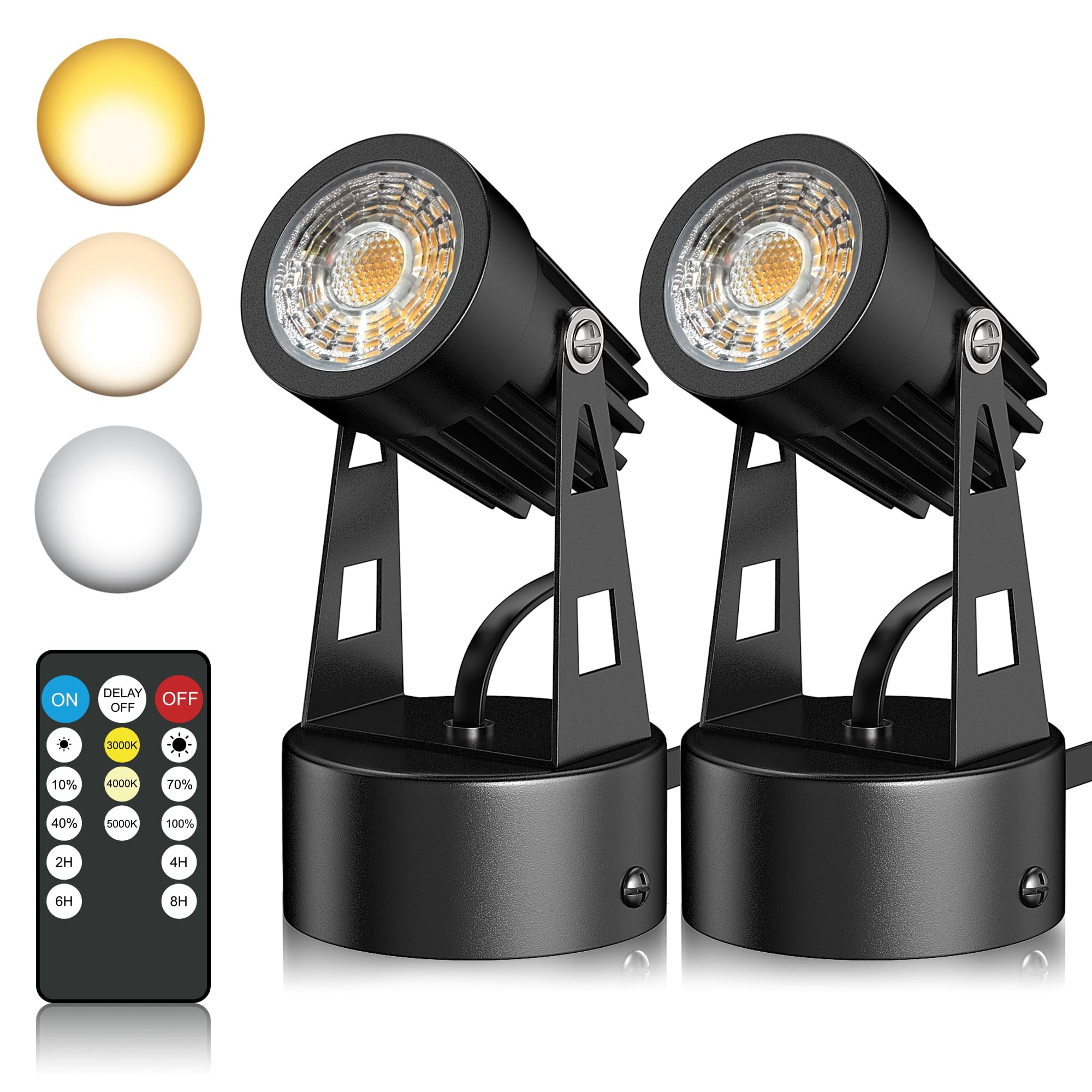 2 Pack 3W LED Indoor Spotlights, Adjustable Dimmable Uplights with ...