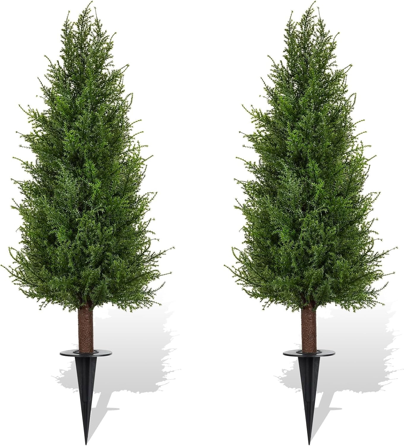 2 Pack 3ft Artificial Cedar Topiary Trees with Ground Spike, Realistic ...