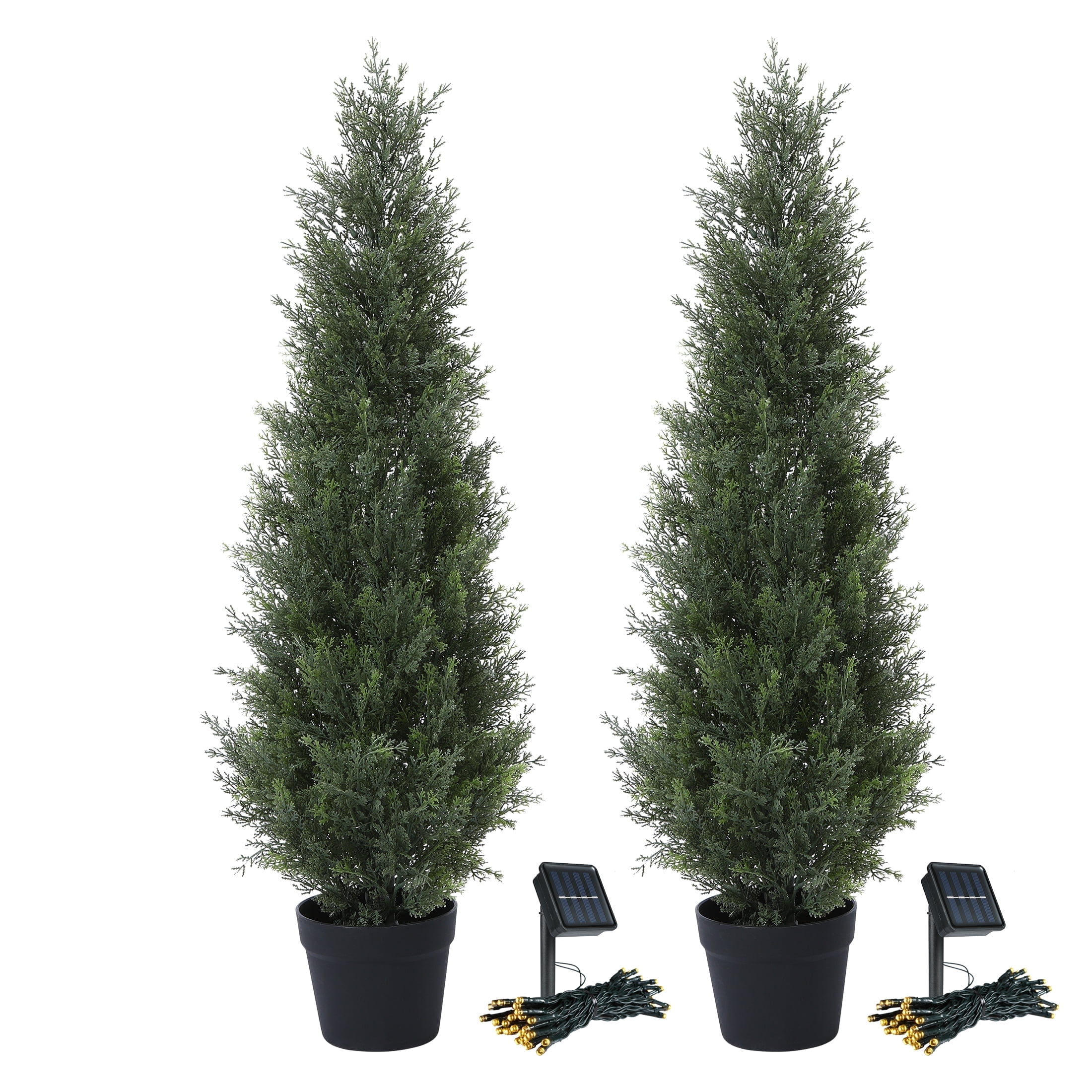 DR.Planzen 2 Pack 3ft Artificial Cedar Topiary Trees, Outdoor Decor ...