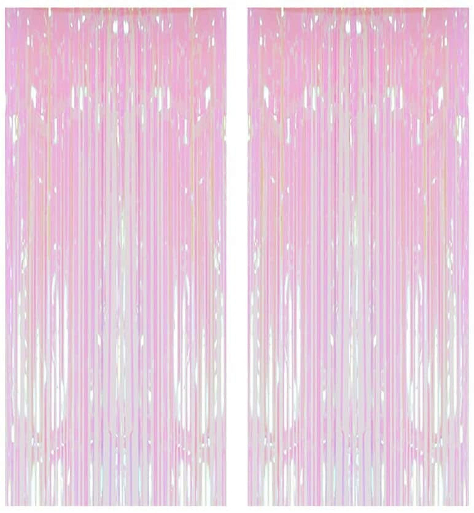 2 Pack 3ft x 8.3ft Rainbow Metallic Tinsel Foil Fringe Curtains Photo ...