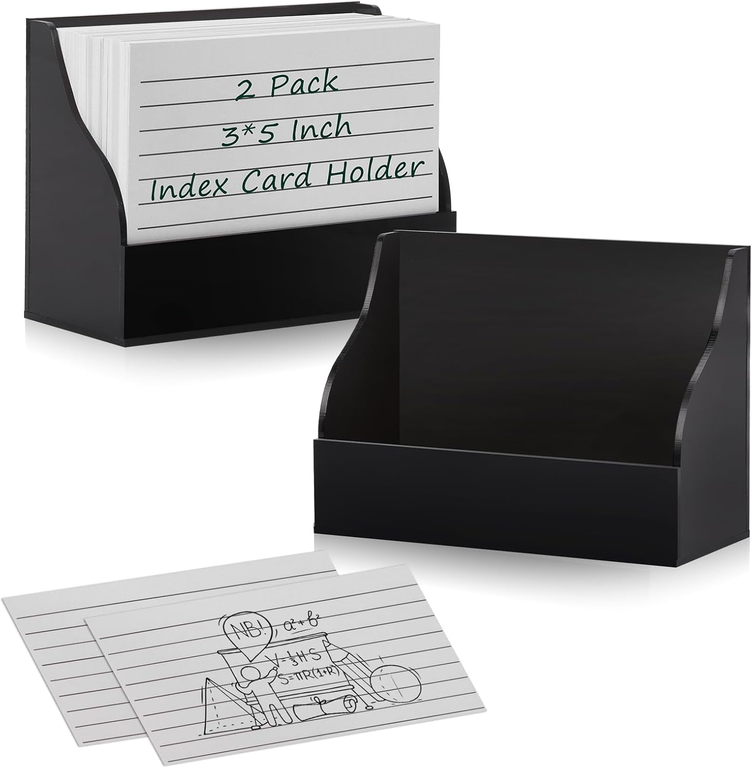 2 Pack 3x5 Index Card Display Holder Acrylic Note Card Organizer Box ...