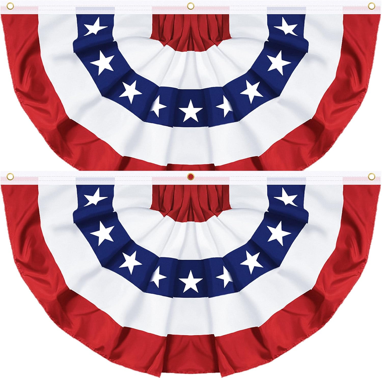 2 Pack 3x6 FT USA Pleated Fan Flag, American Bunting Flag Patriotic ...