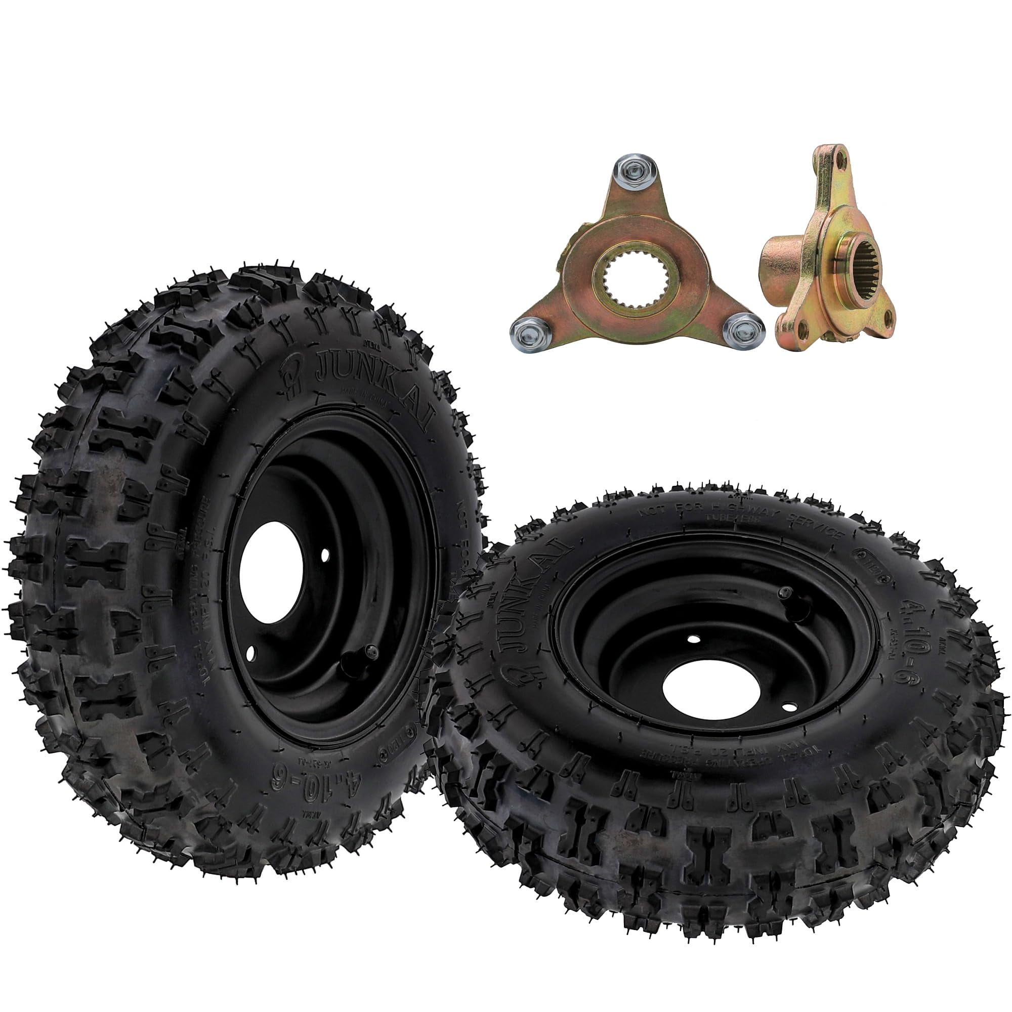 2-Pack 4.10-6 ATV Tire & Wheel Set with 50mm 3-Stud 23T Spline Rear ...