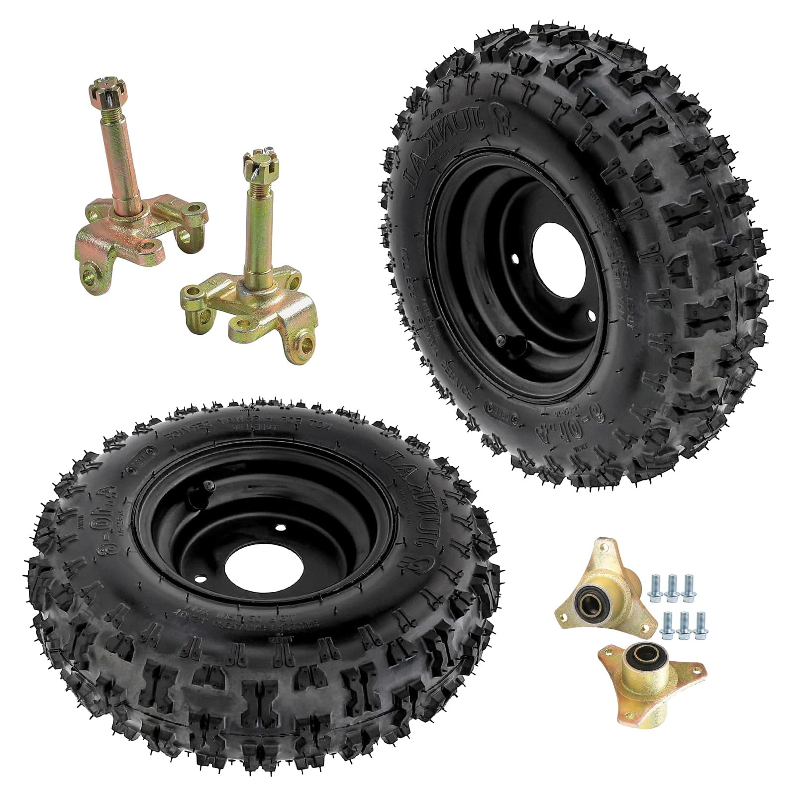 2 Pack 4.10-6 Tires and Wheels Rims 6" Go Kart Wheel & Steering Spindle ...