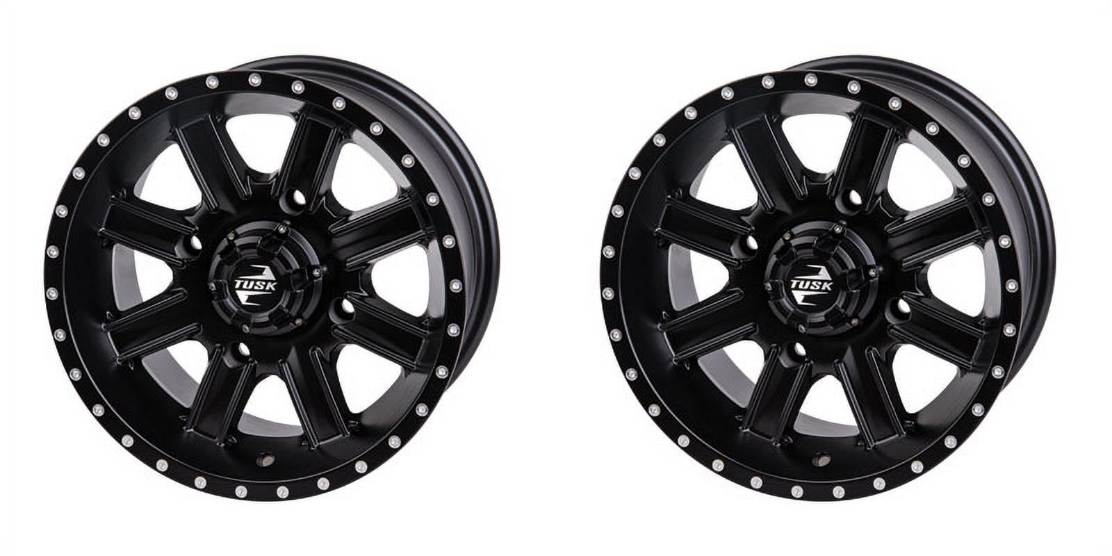 (2 Pack) 4/110 Tusk Cascade Wheel 12x7 5.0 + 2.0 Matte Black For HONDA ...