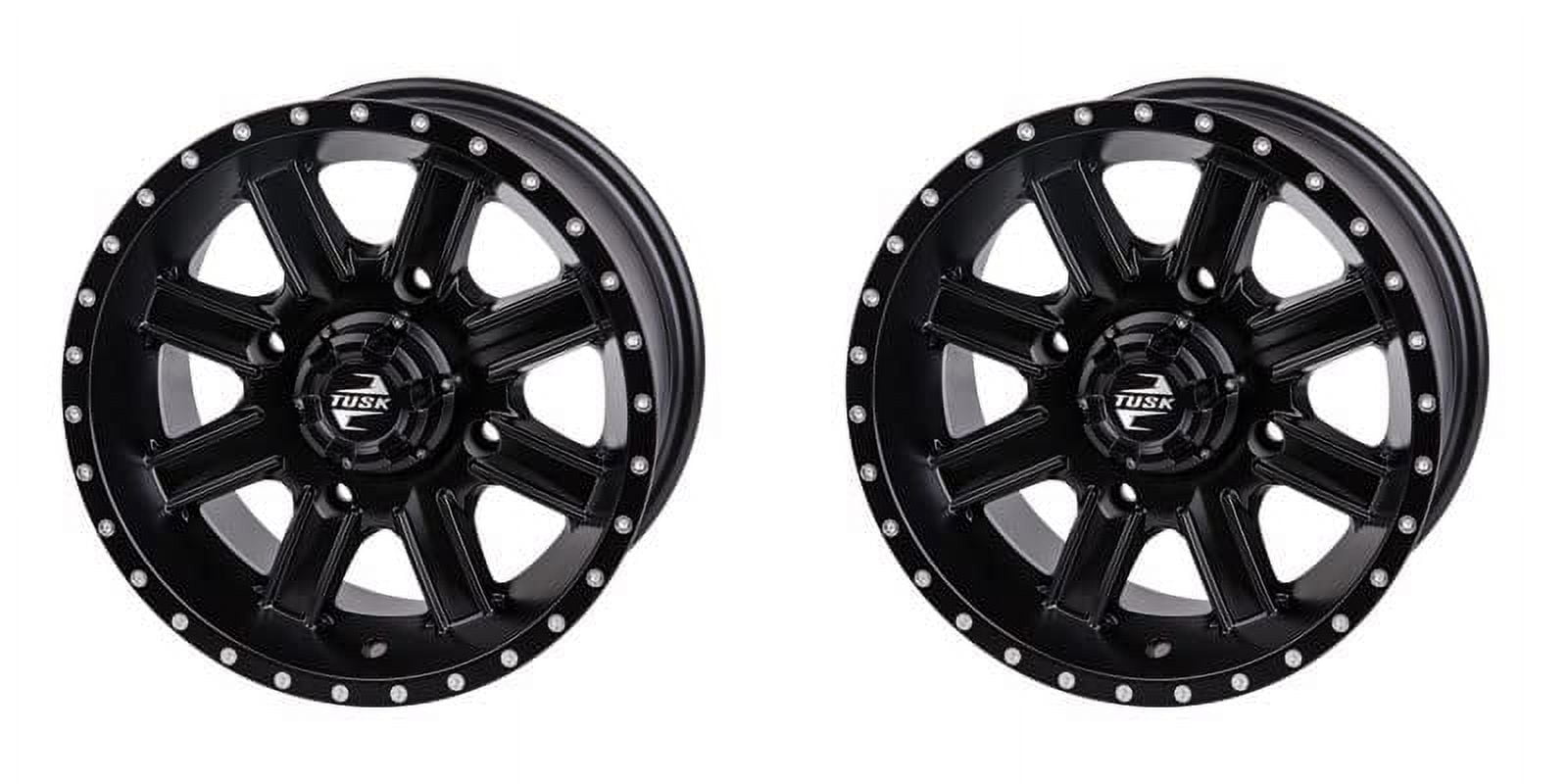 (2 Pack) 4/110 Tusk Cascade Wheel 12x7 5.0 + 2.0 Matte Black for Yamaha ...