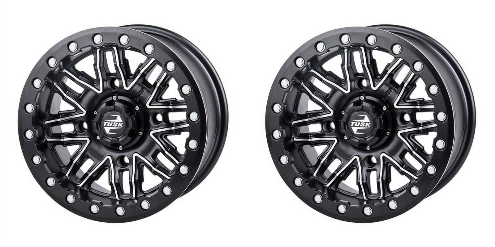 (2 Pack) 4/156 Tusk Nebo Beadlock Wheel 14x7 4.0 + 3.0 Machined/Black ...