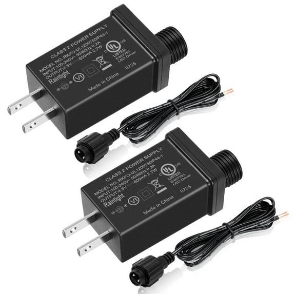 2 Pack 4.5V 0.6A Class 2 Power Supply, IP44 Waterproof Inflatable Power ...