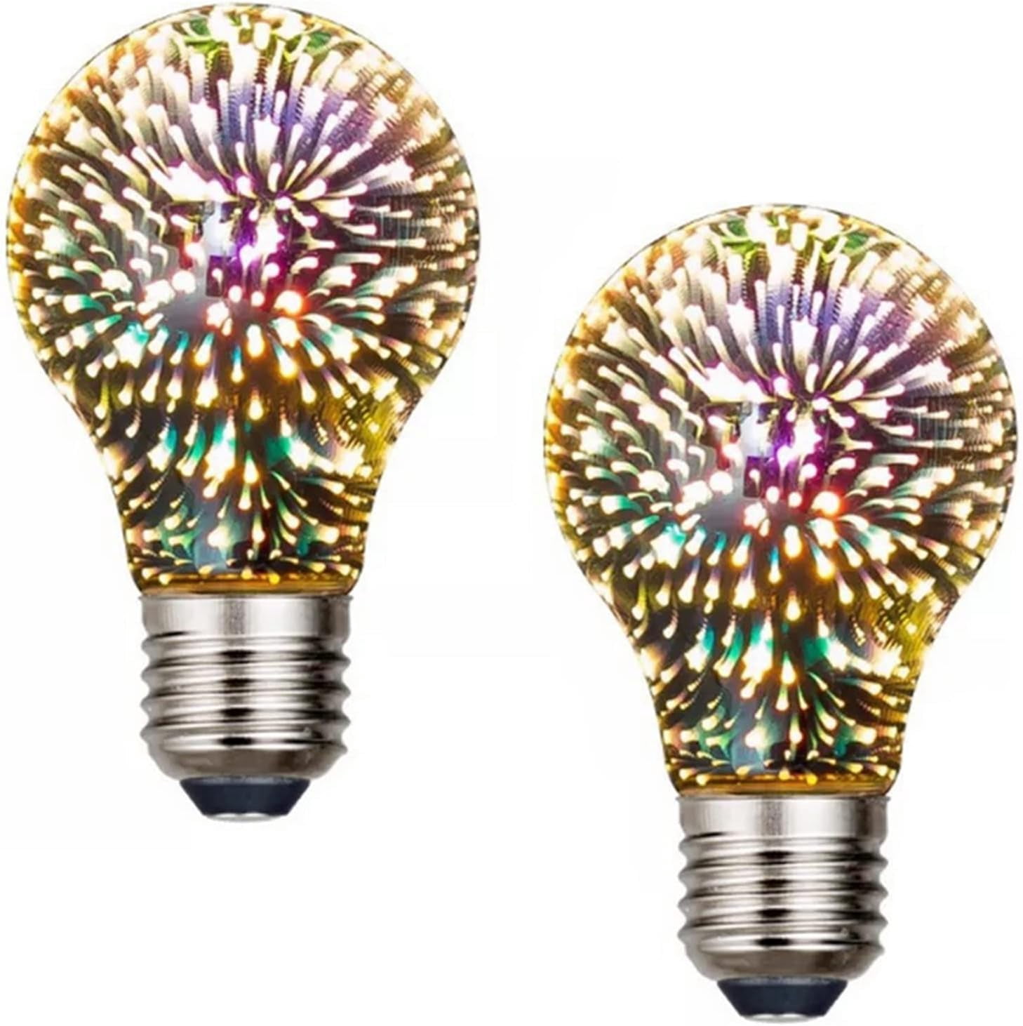2-Pack 4.5W LED Vintage Edison Bulbs - 3D Firework Colorful Starry ...