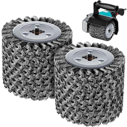 2 Pack 4.7"x 4" Twisted Steel Wire Wheel Multi Surface Texturing, 0.02 ...