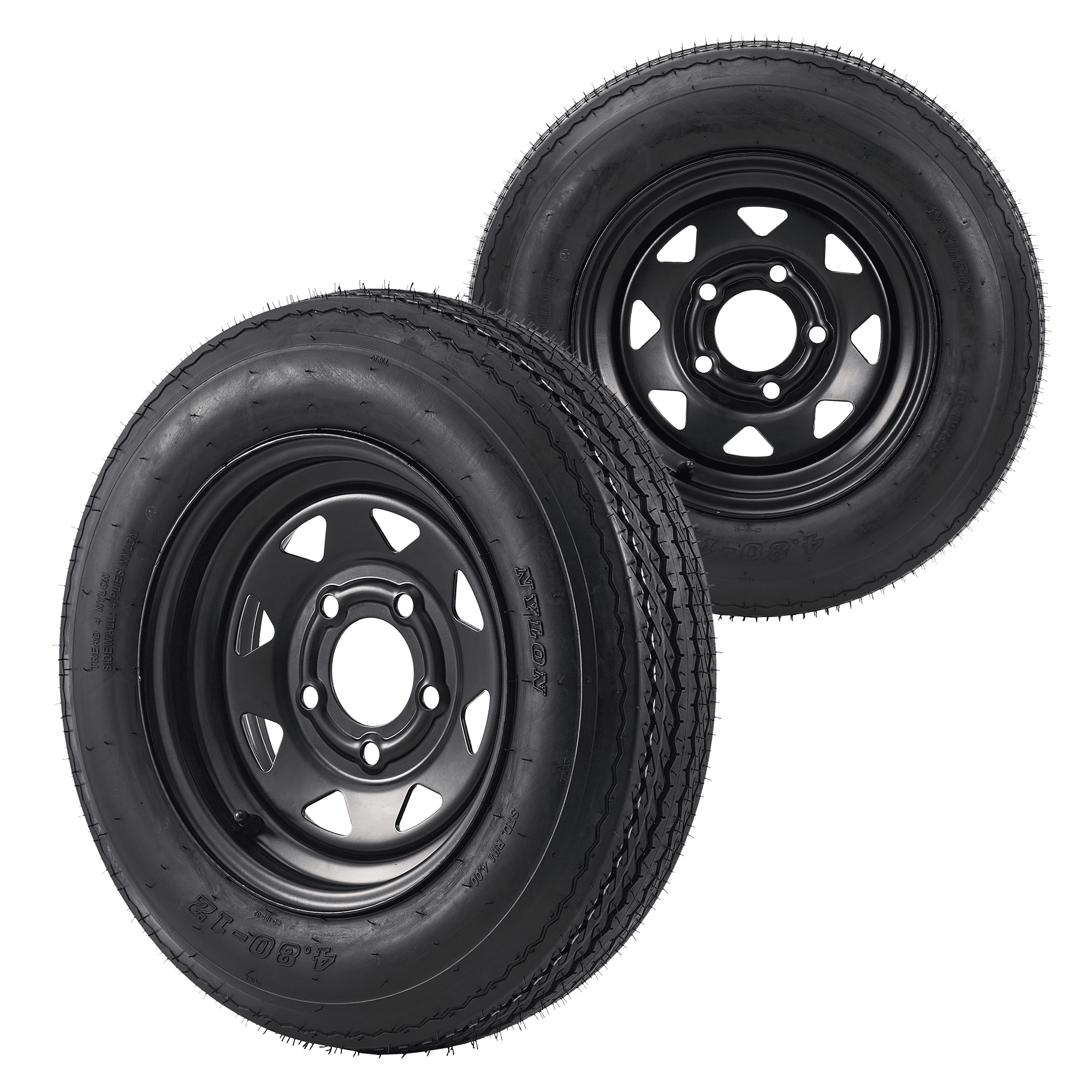 2 Pack 4.80-12 Trailer Tire, 4.80x12 6PR Trailer Tires with 12" Rims,5 ...