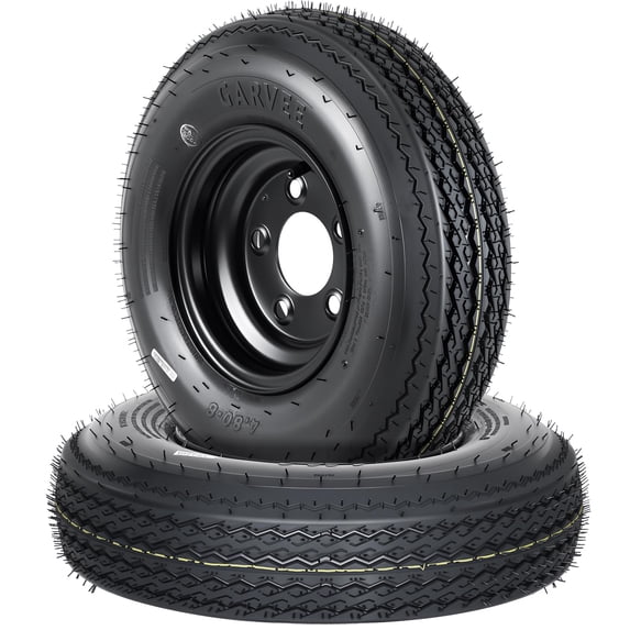 2-Pack 4.80-8 Trailer Tires with 8" Rims, 5 Lug on 4.5" Bolt Pattern ...