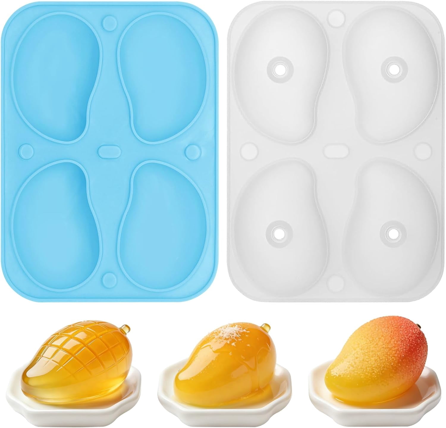 2 Pack 4 Cavity 3D Mango Fruit Pudding Silicone Mold, Fruit Molds ...