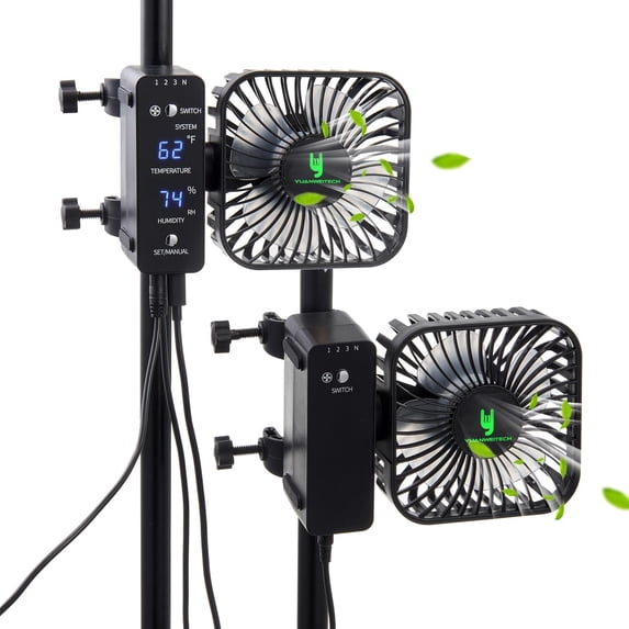 2-Pack 4” Fixed Clip Fan, 4 Speed Control, USB Desktop Fan, for ...