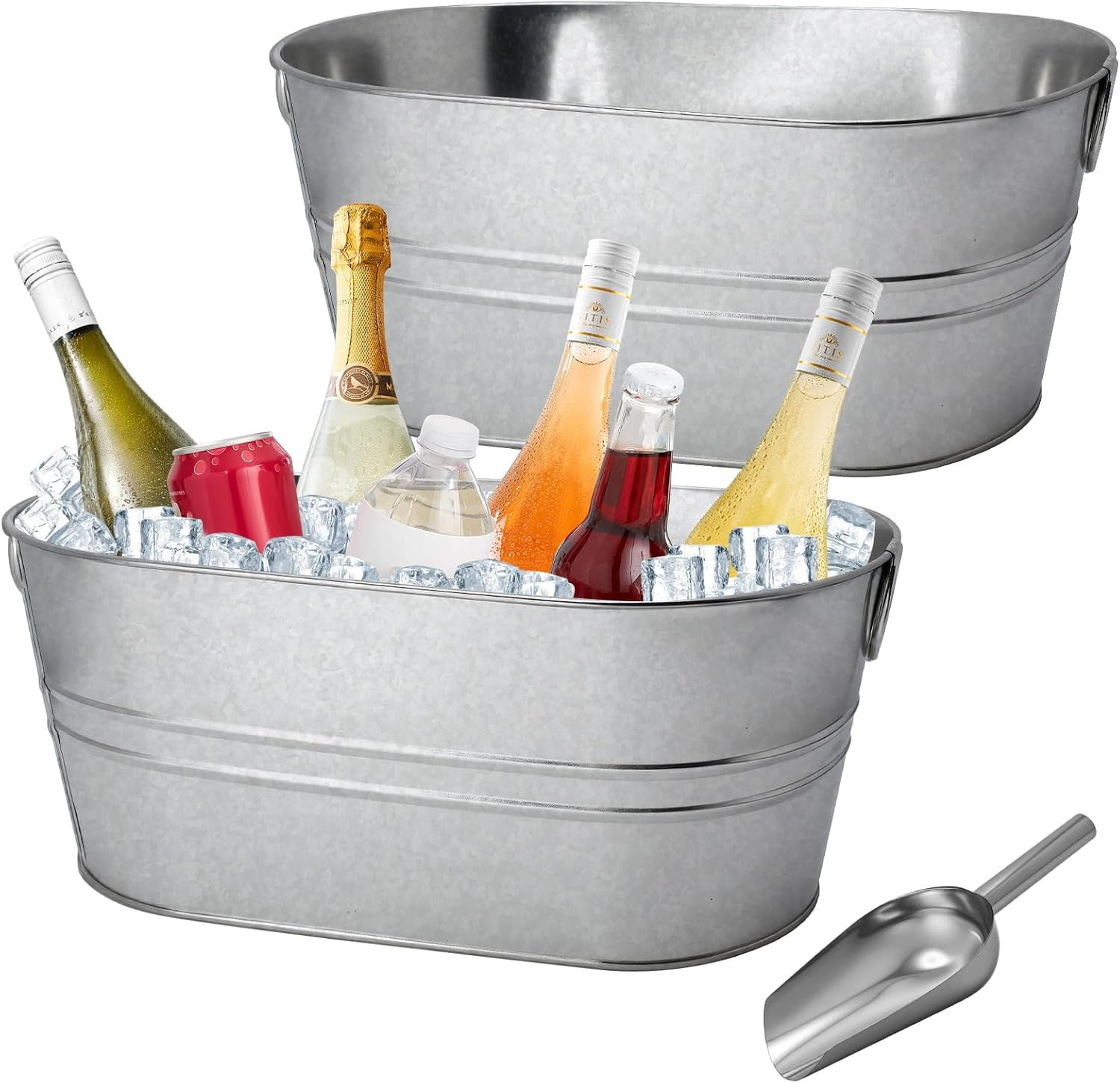 2 Pack 4 Gallon Galvanized Tub Ice Buckets for Parties Portable ...