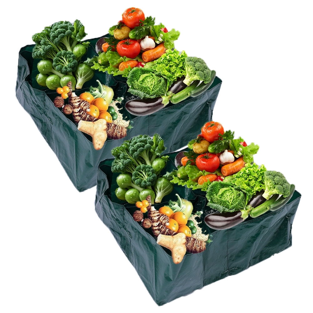 2-Pack 4 Grids Plant Grow Bags, Breathable Planter Raised Beds for ...
