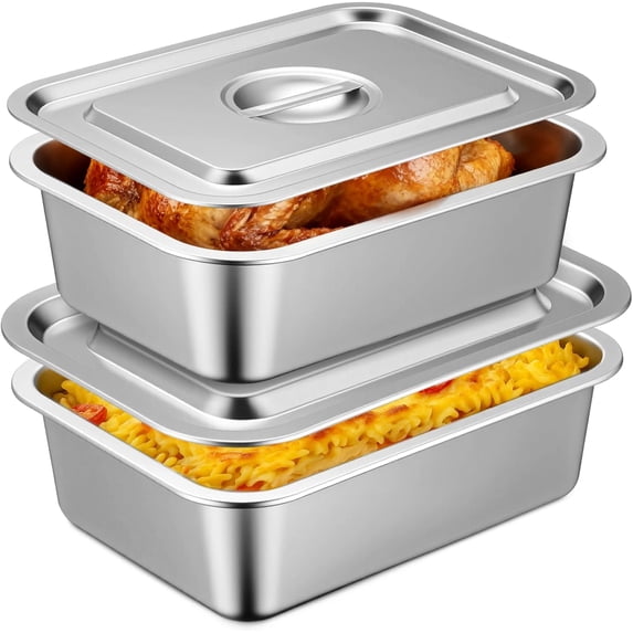 2 Pack 4 Inch Extra Deep Lasagna Baking Pan with Lid, 11"x14.2" 7.4qt ...