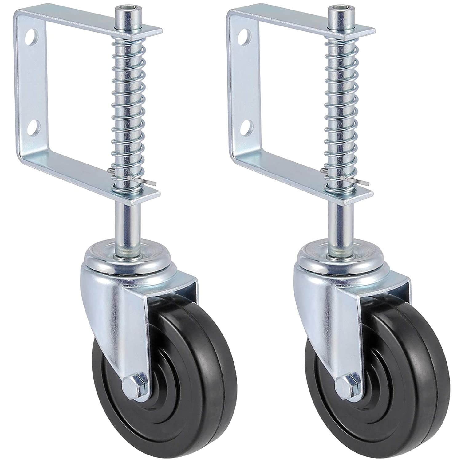 2 Pack 4 Inches Spring Loaded Gate Wheel, Heavy Duty Gate Casters with ...