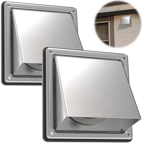 2 Pack 4'' Metal Dryer Vent Cover Outdoor Wall with Rubber Cushioned ...